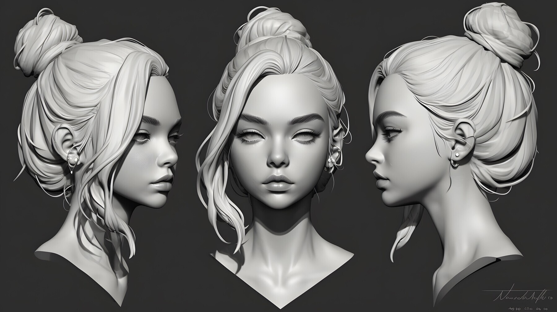 3D Head Sculpt References in 4K - Tika Art - +350 Female Head Sculpt ...