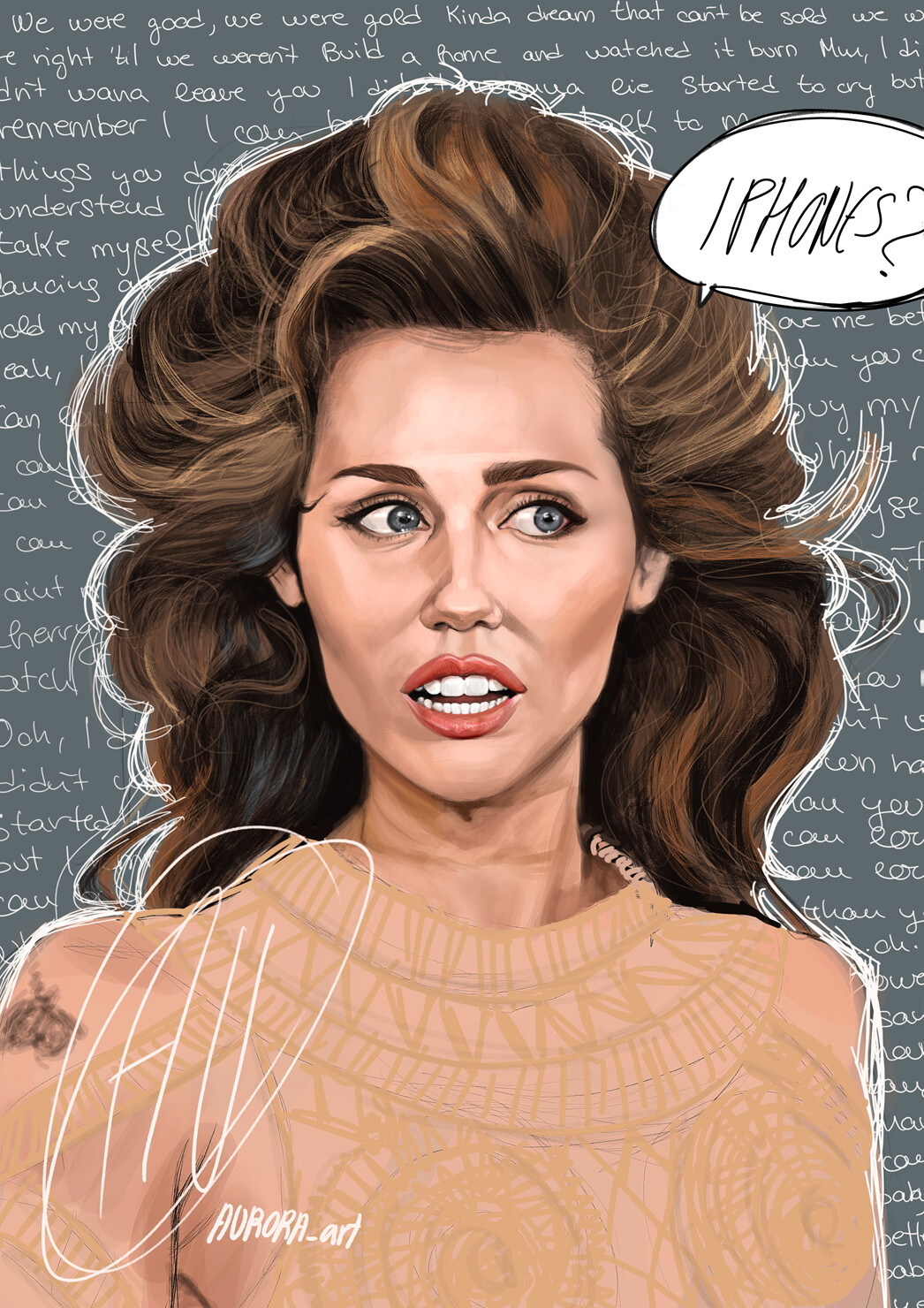 miley cyrus cartoon drawing