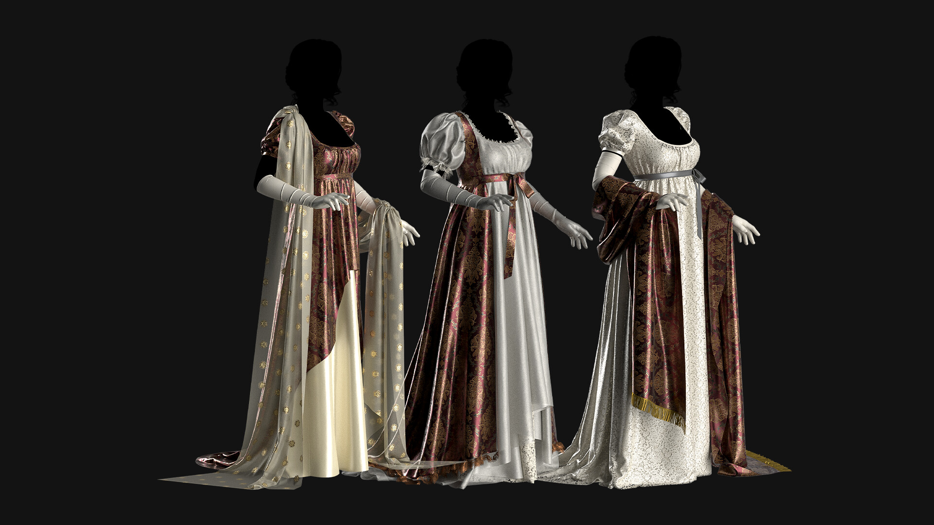 ArtStation - Female empire style dress set