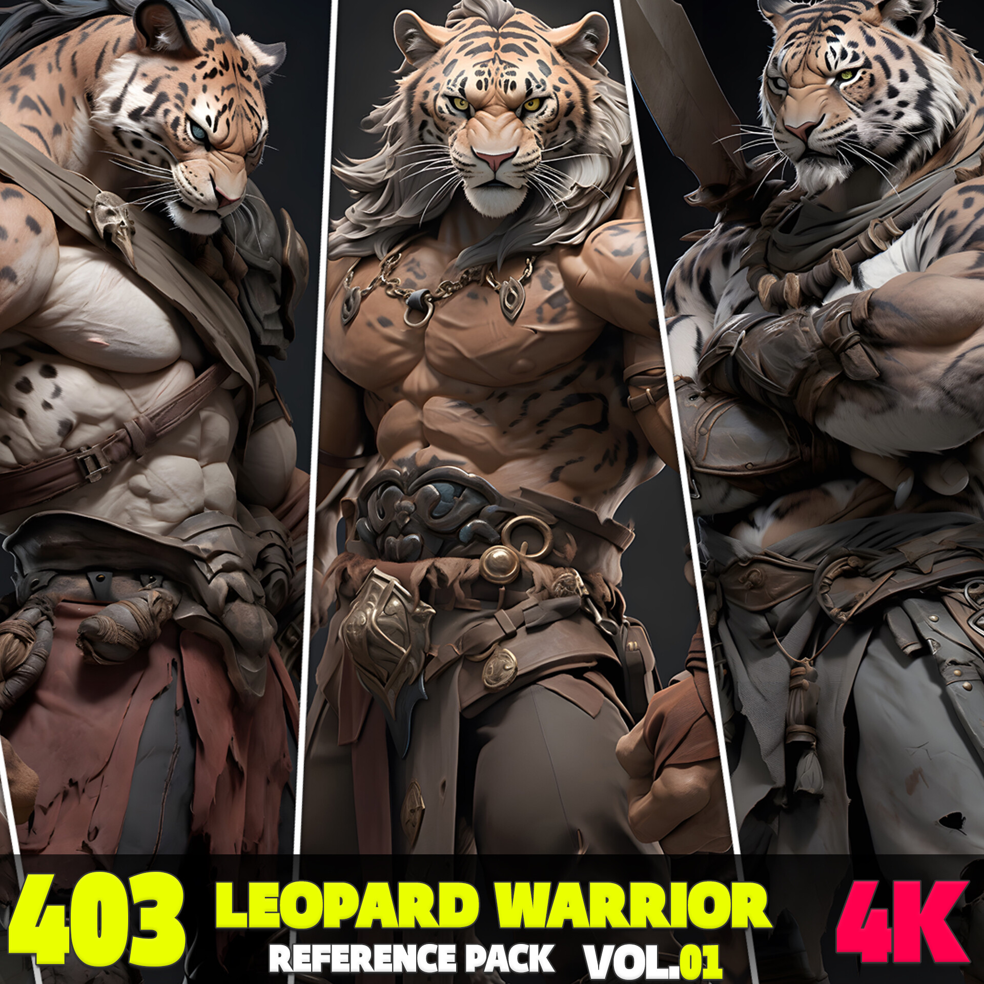 ArtStation - 403 4K Leopard Warrior Reference Pack Vol.01