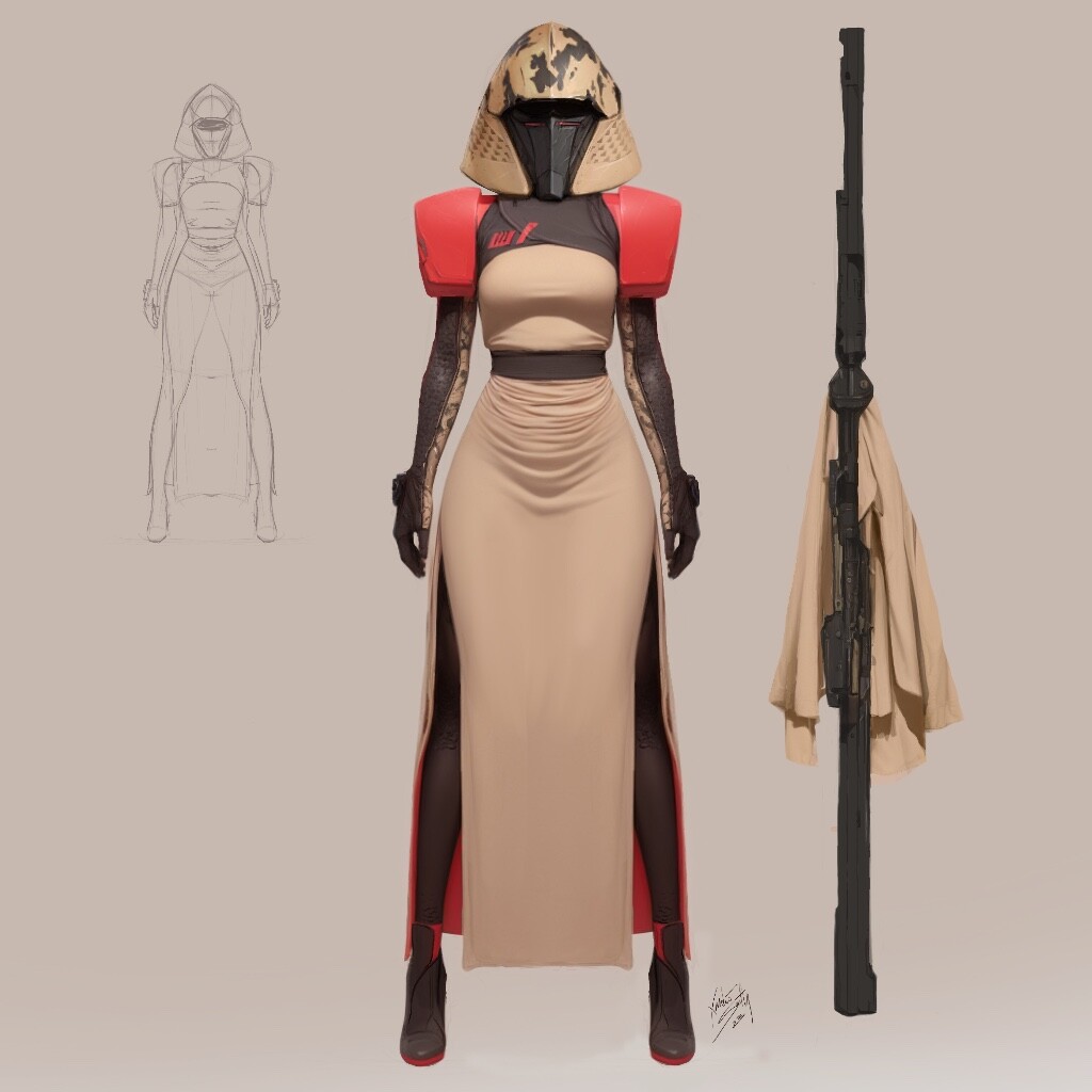 ArtStation - SciFi Costume Illustration - sketch practice