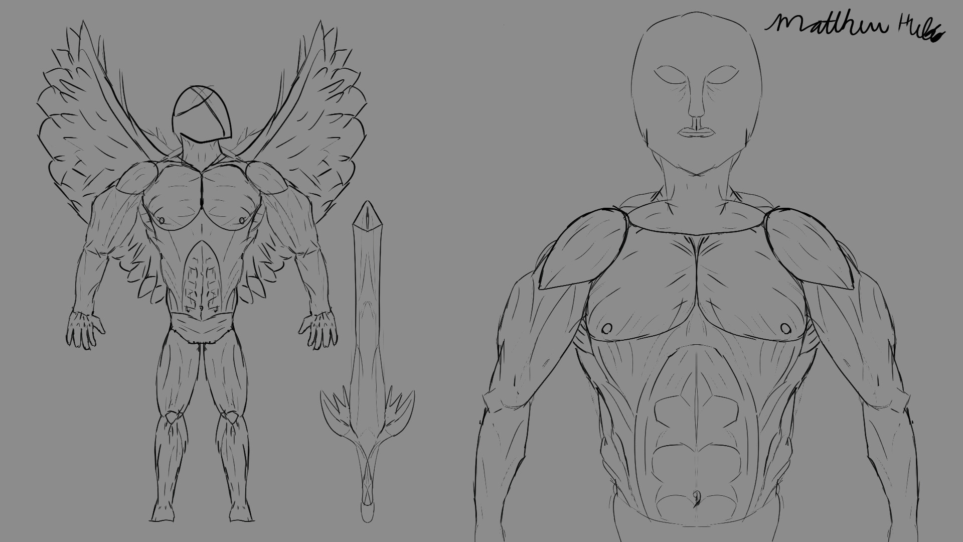 ArtStation - Angel + Male upper body practice