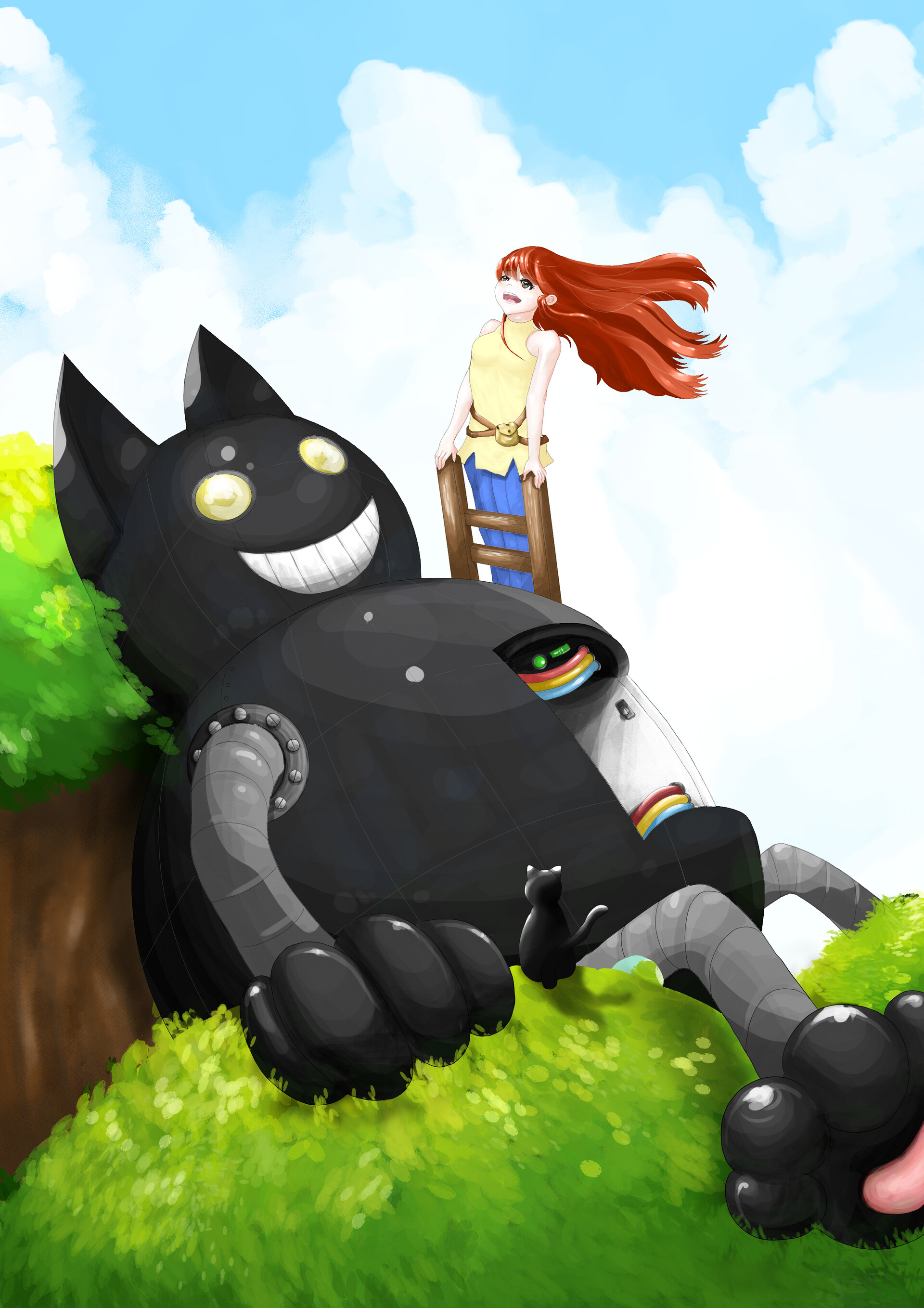 ArtStation - Robot cat and the girl - The 51th cwhk comic exhibition ...