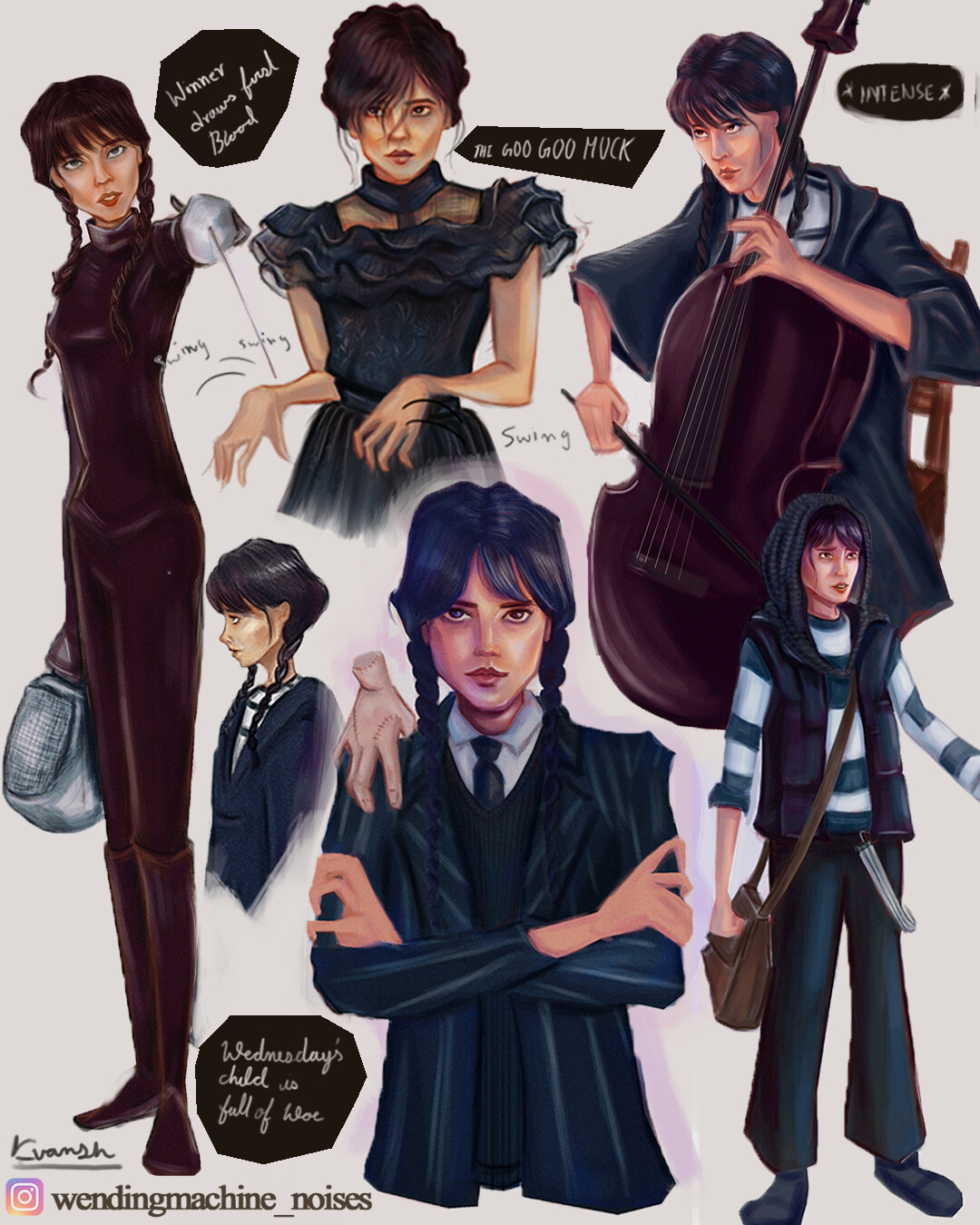 ArtStation - Wednesday Addams Character Sheet