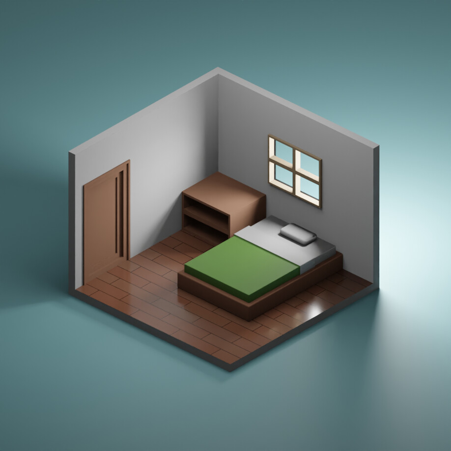 ArtStation - 3D Isometric Bedroom Modeling - Blender 3D Modeling