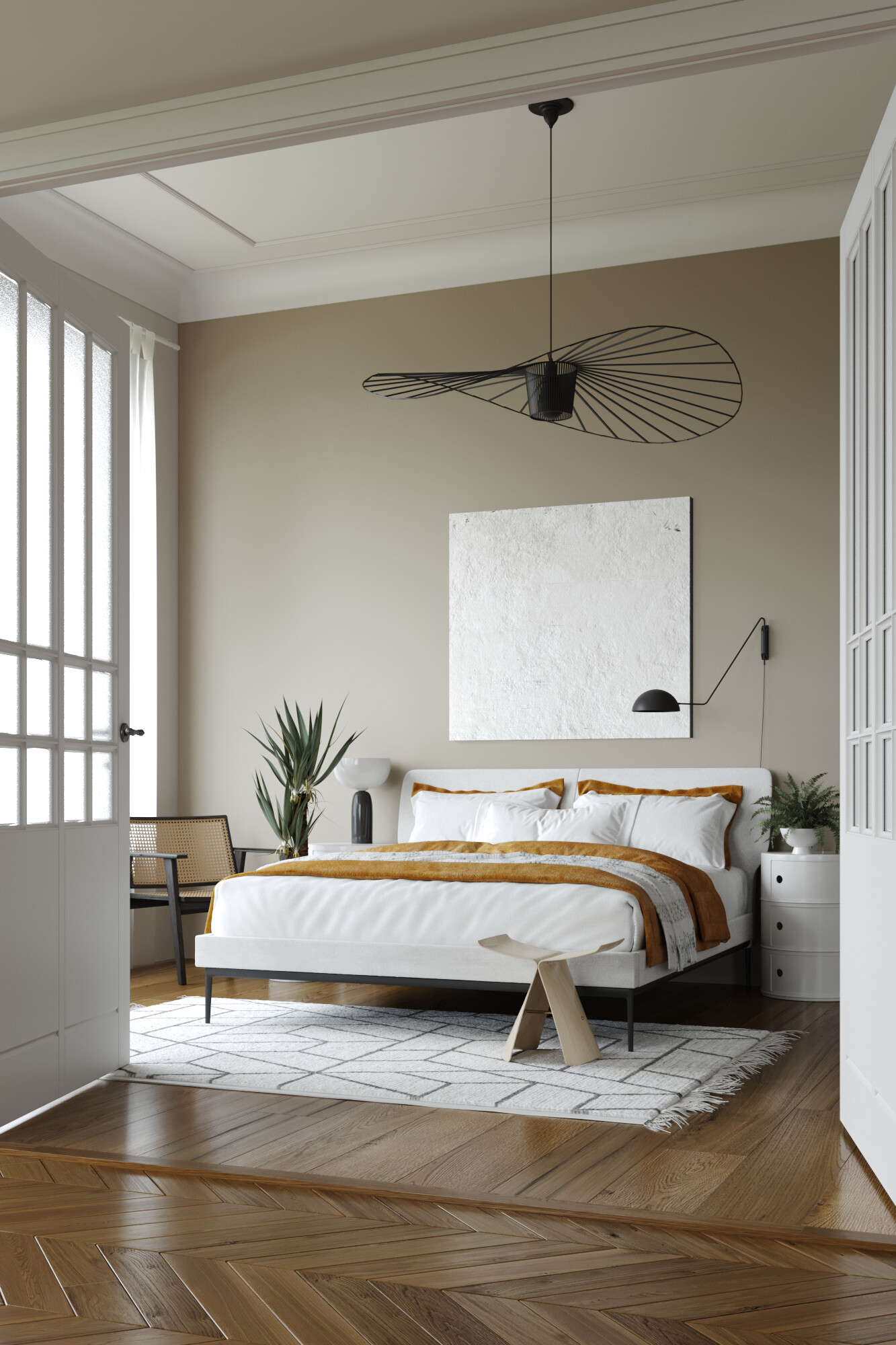 ArtStation - classic bedroom visualization