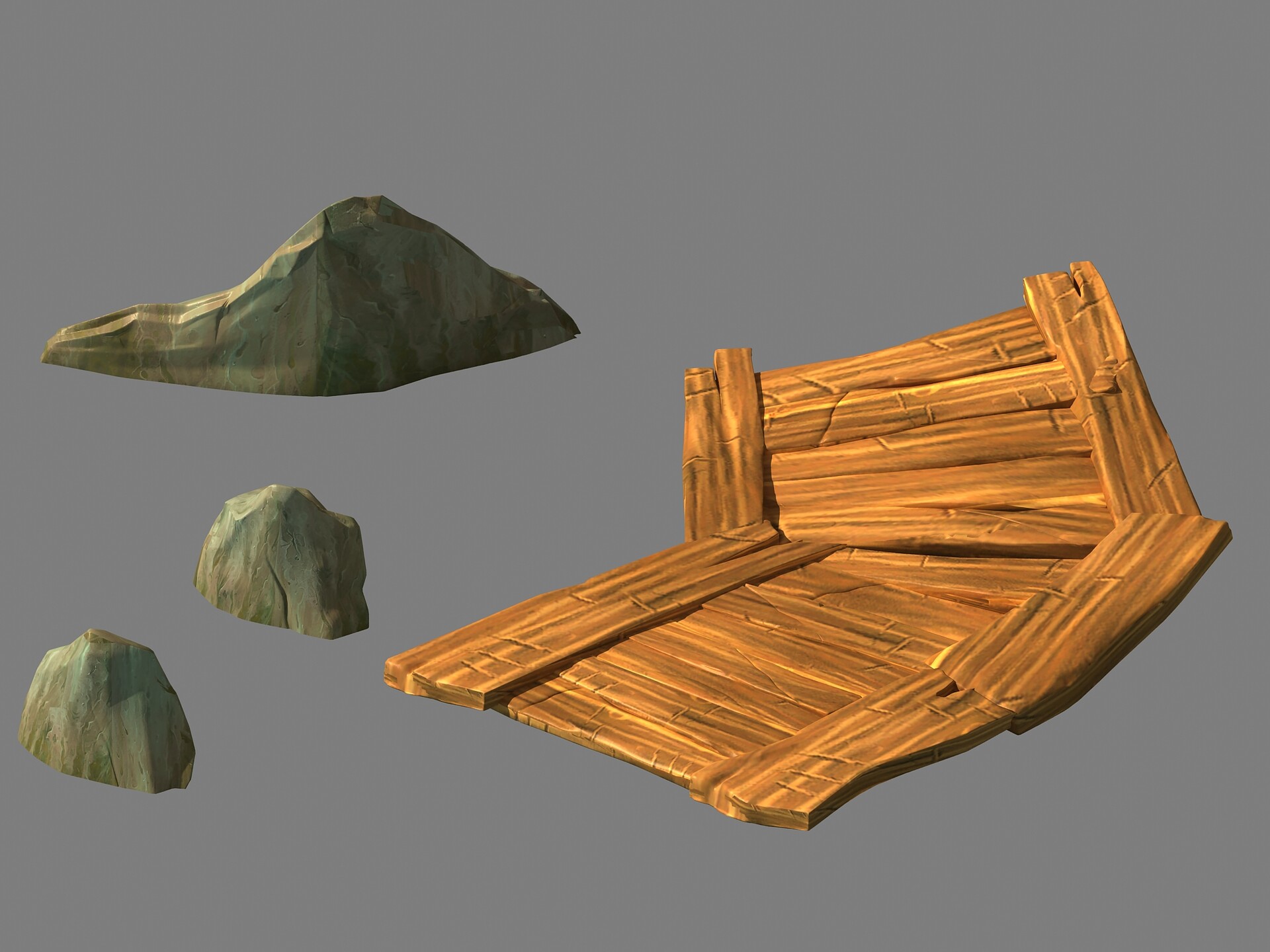ArtStation - Broken - Wooden Bridge - Stone 06