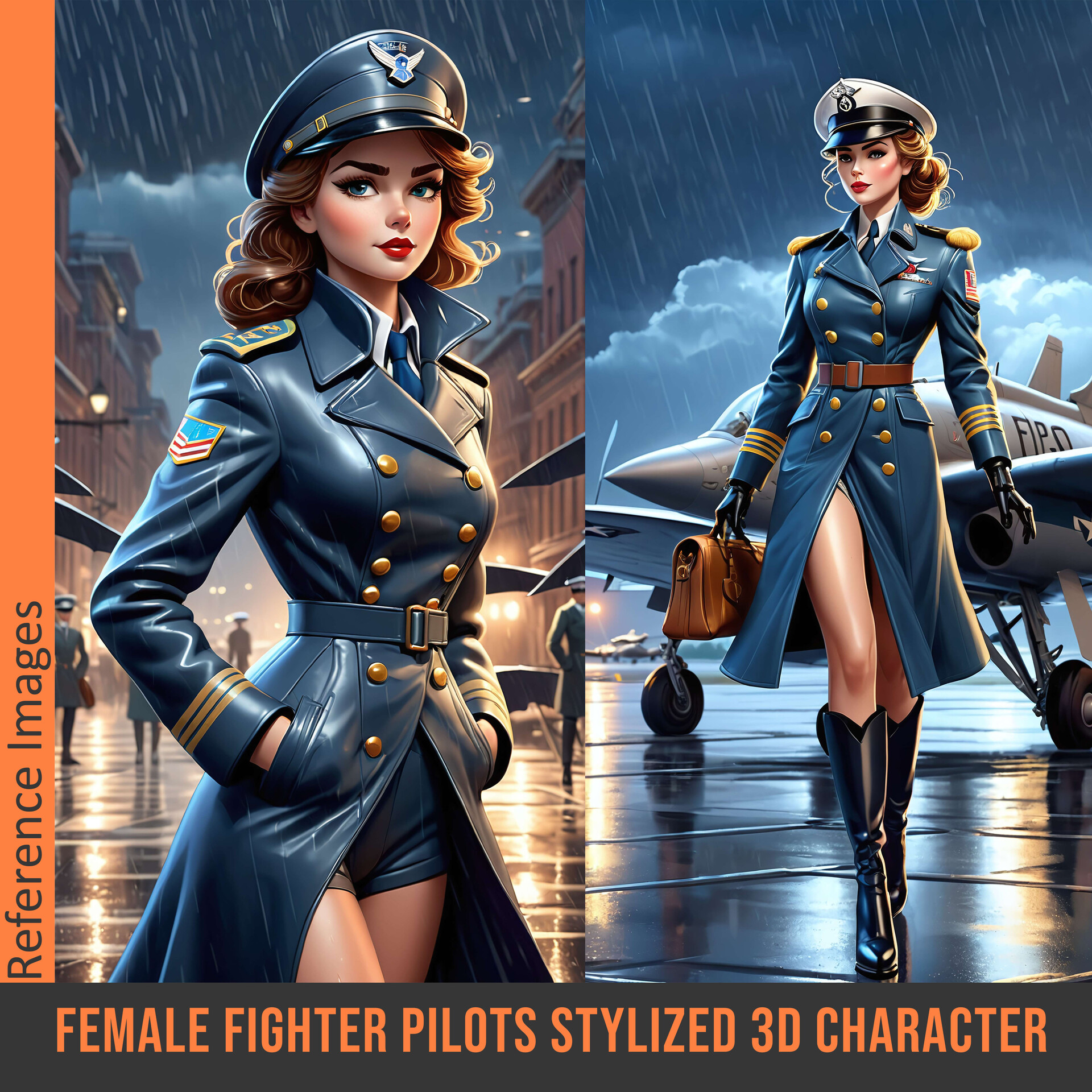 ArtStation - Stylized 3D Character of Female Fighter Pilots - 4k Reference Images