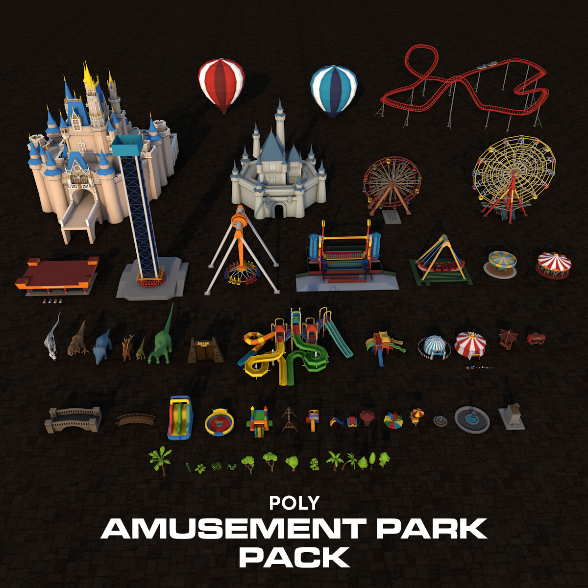 ArtStation - Poly Amusement Park Props Pack Collection