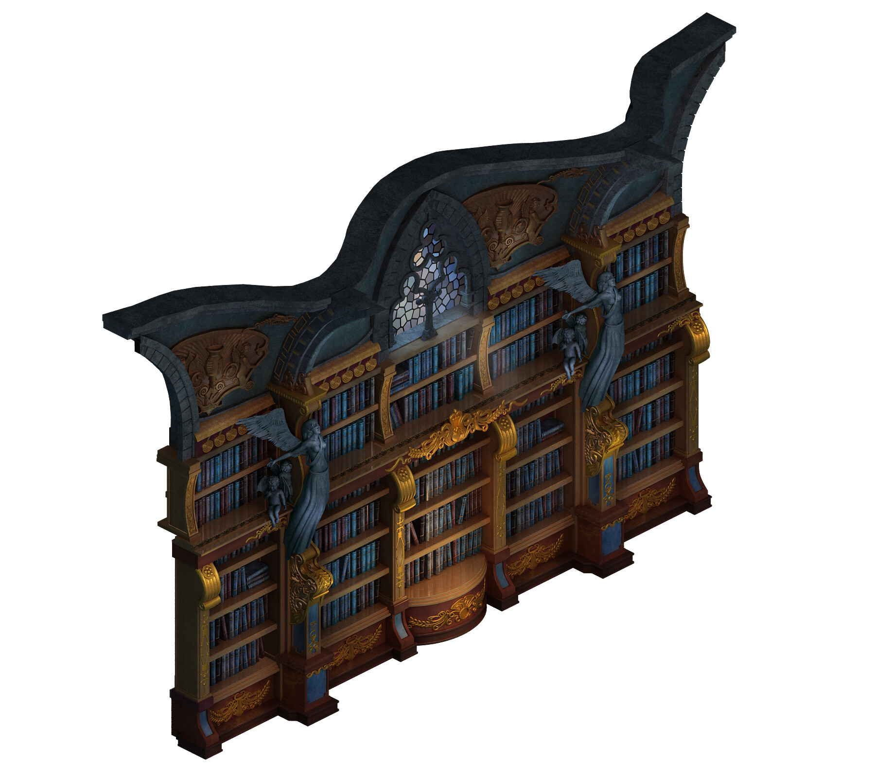 ArtStation - Library - shelves wall 01