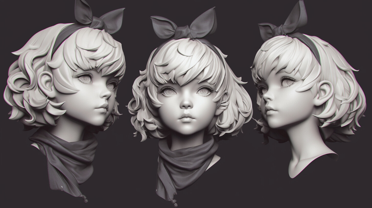 3D Head Sculpt References in 4K - Tika Art - +320 Kid Girl Head Sculpt ...