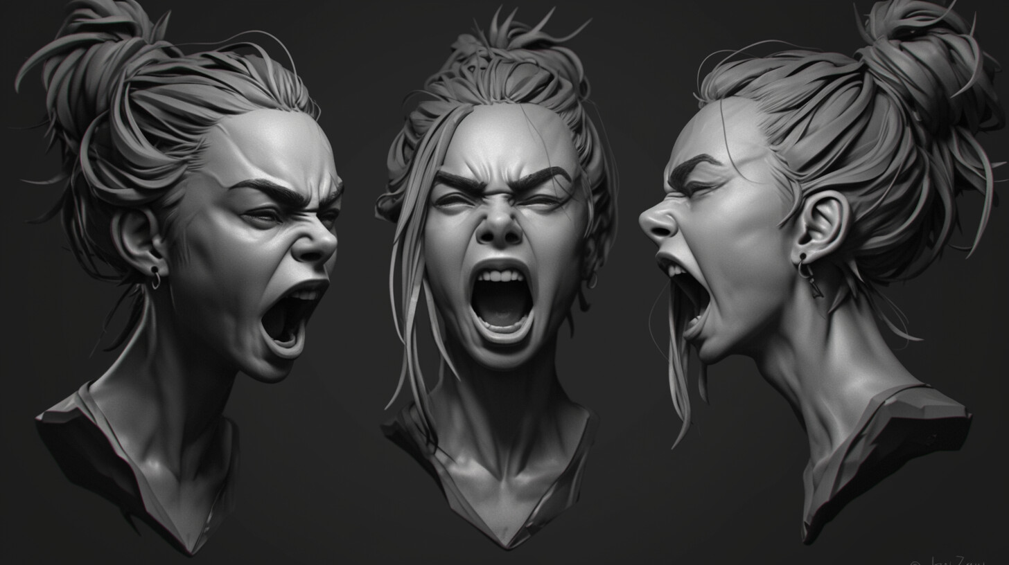 3D Head Sculpt References in 4K - Tika Art - +300 Emotional Female Head ...