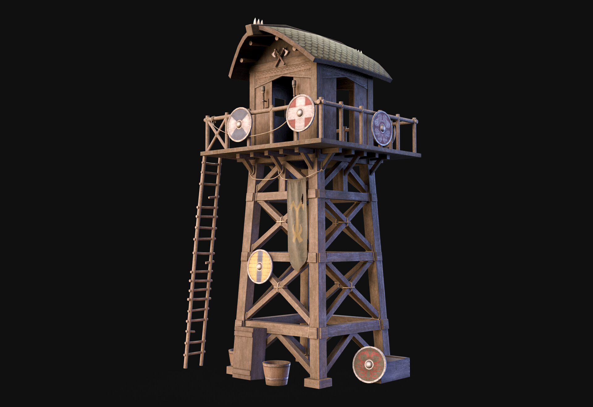 ArtStation - Wooden Watchtower Viking