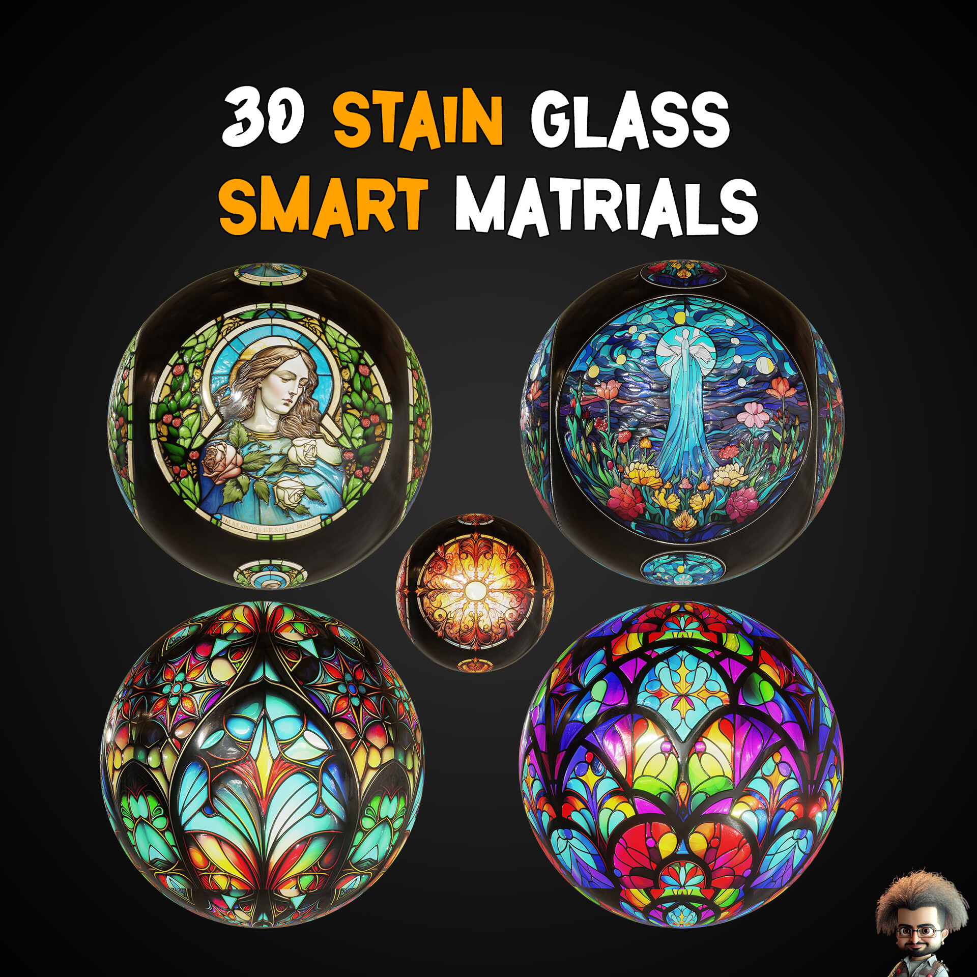 ArtStation - 30 Stain Glass Smart Materials + BPR Textures - Vol 6