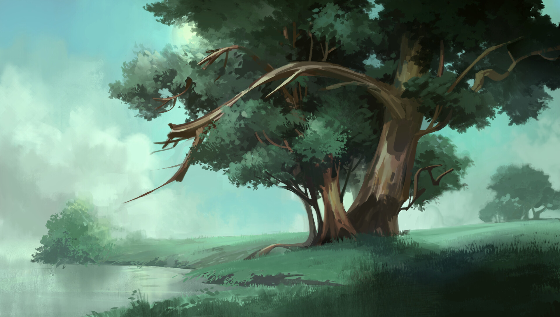 ArtStation - moonlit tree