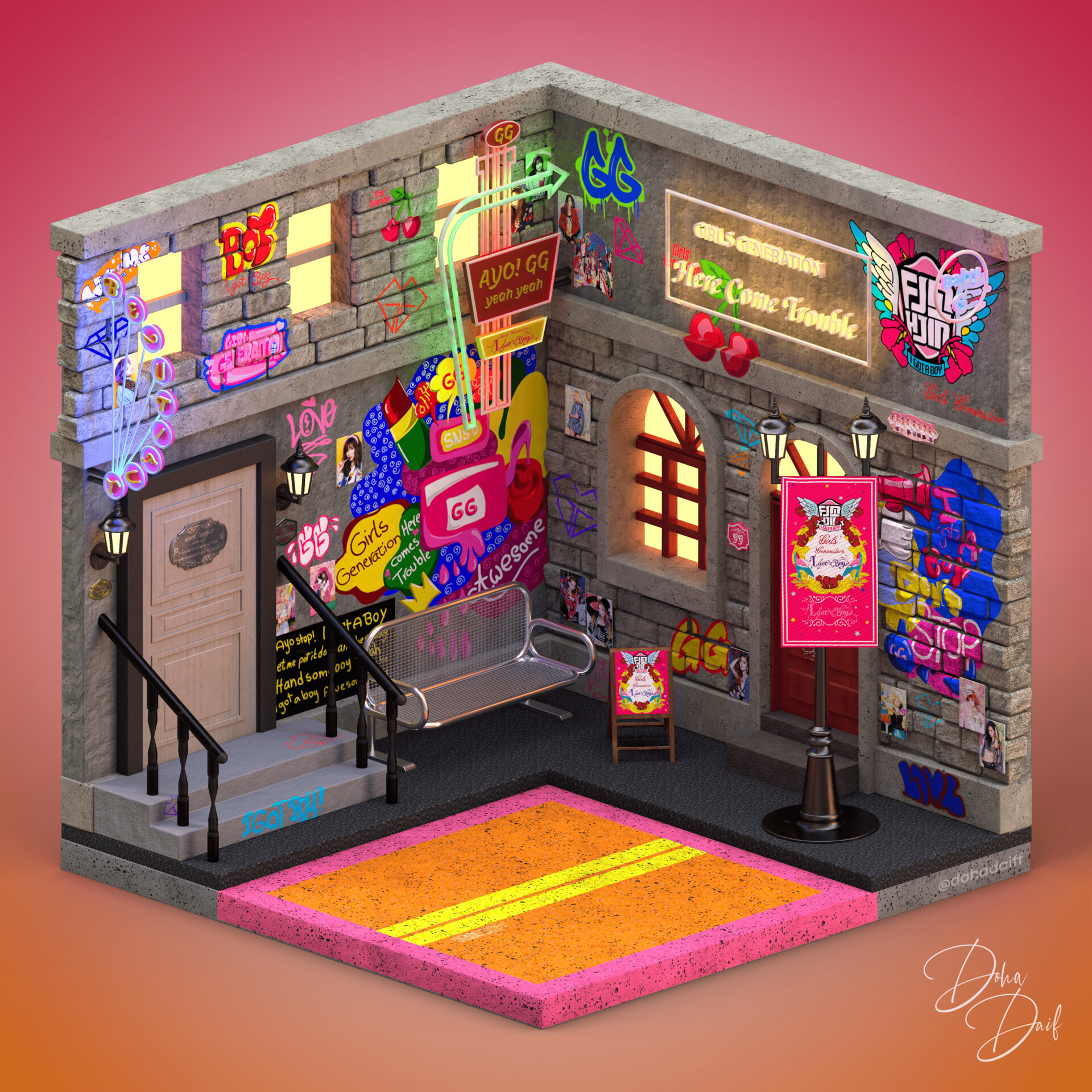 ArtStation - 3D Isometric Diorama | I Got A Boy