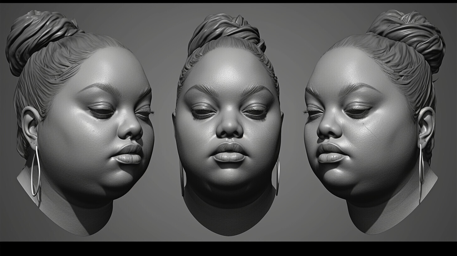 Tika Art - +300 Fat Female Head Sculpt Reference(4k)