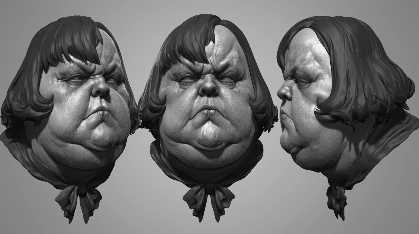 Tika Art - +300 Fat Female Head Sculpt Reference(4k)