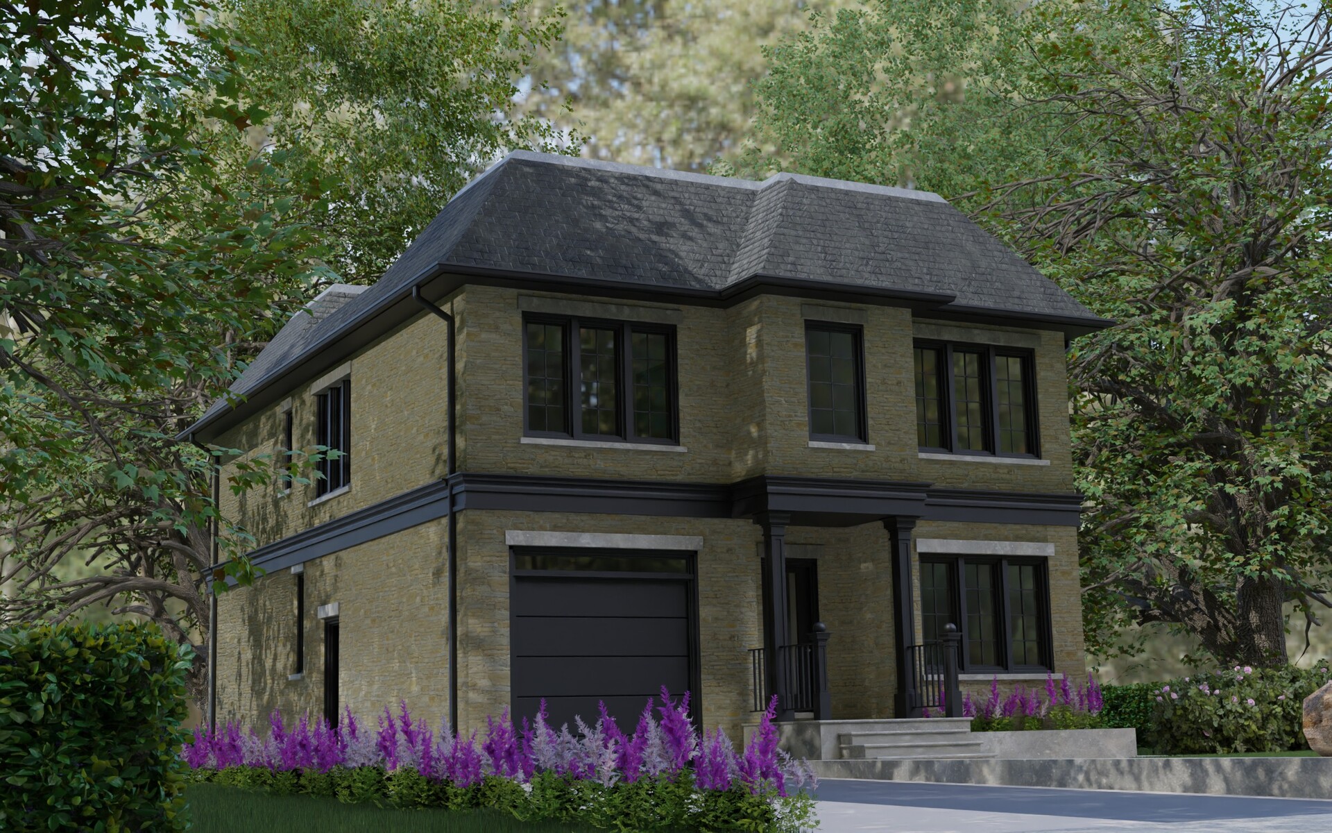 ArtStation - 3D Architectural Rendering of a Two Story House