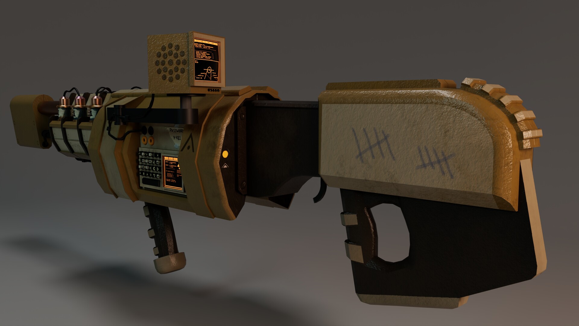 ArtStation - Analogue-Punk, Low-Poly Railgun - Thomas Colovos