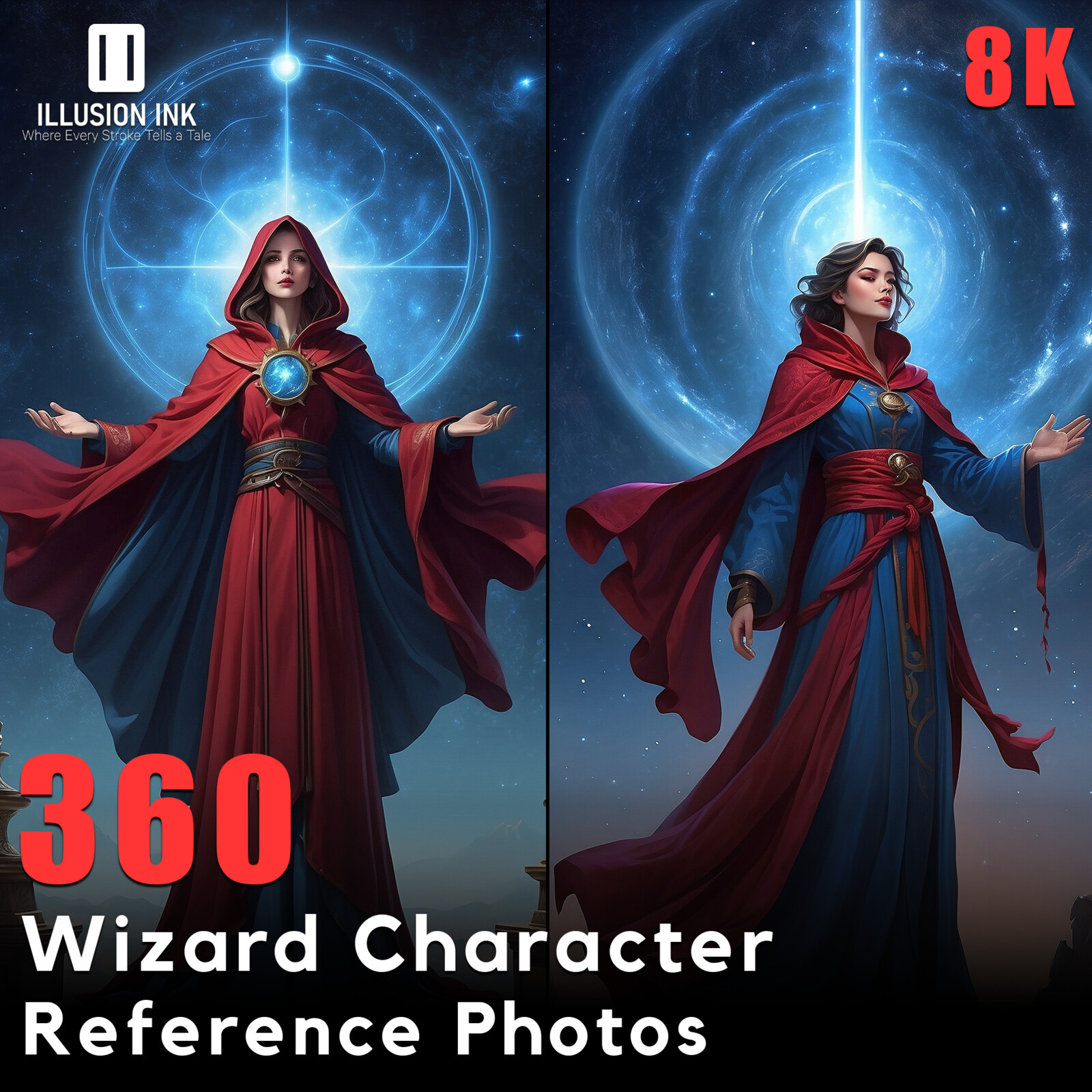 ILLUSION INK - 360 Wizard Character Reference Photos | 8K