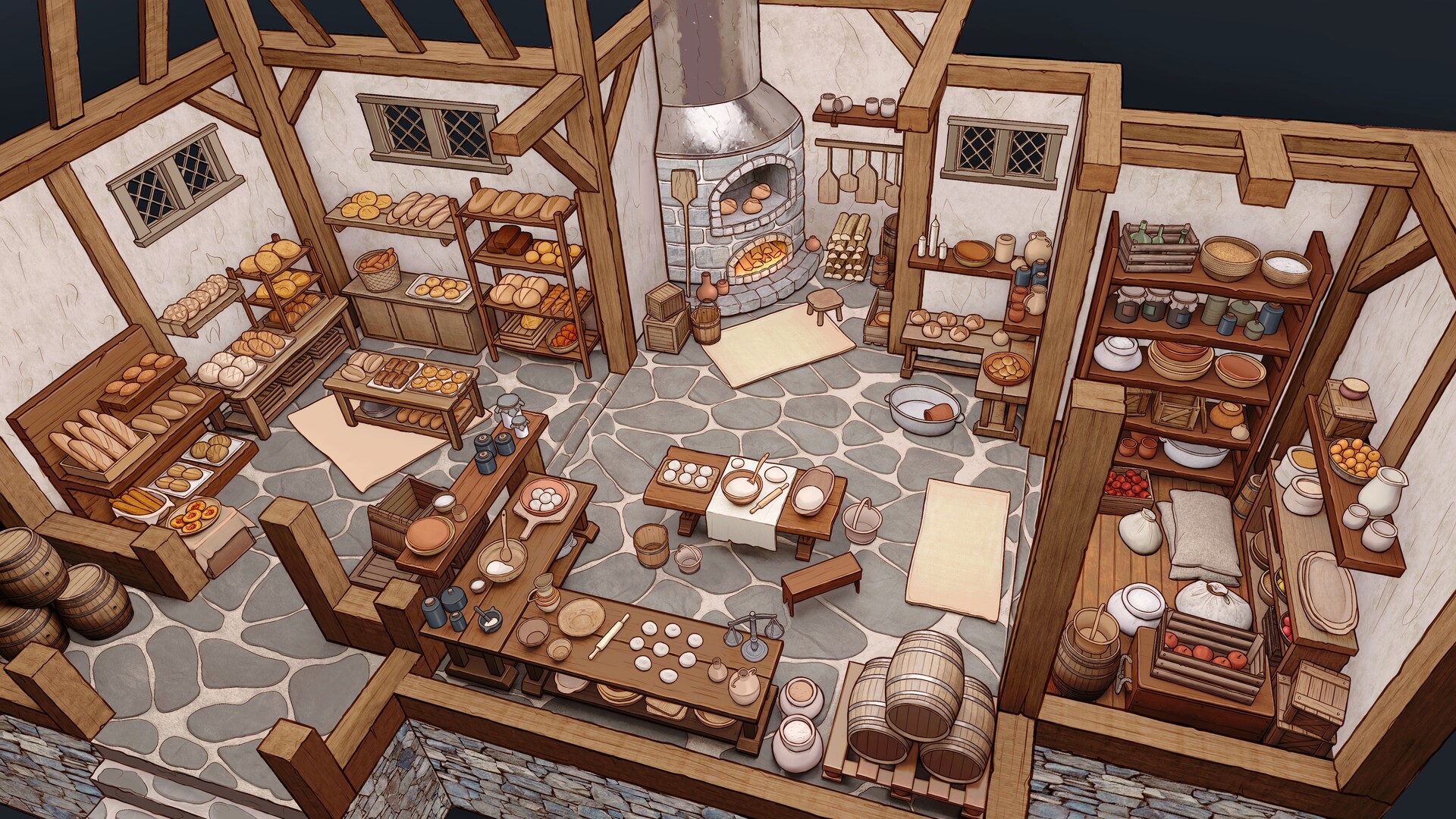 ArtStation - Medieval Bakery - Cutaway