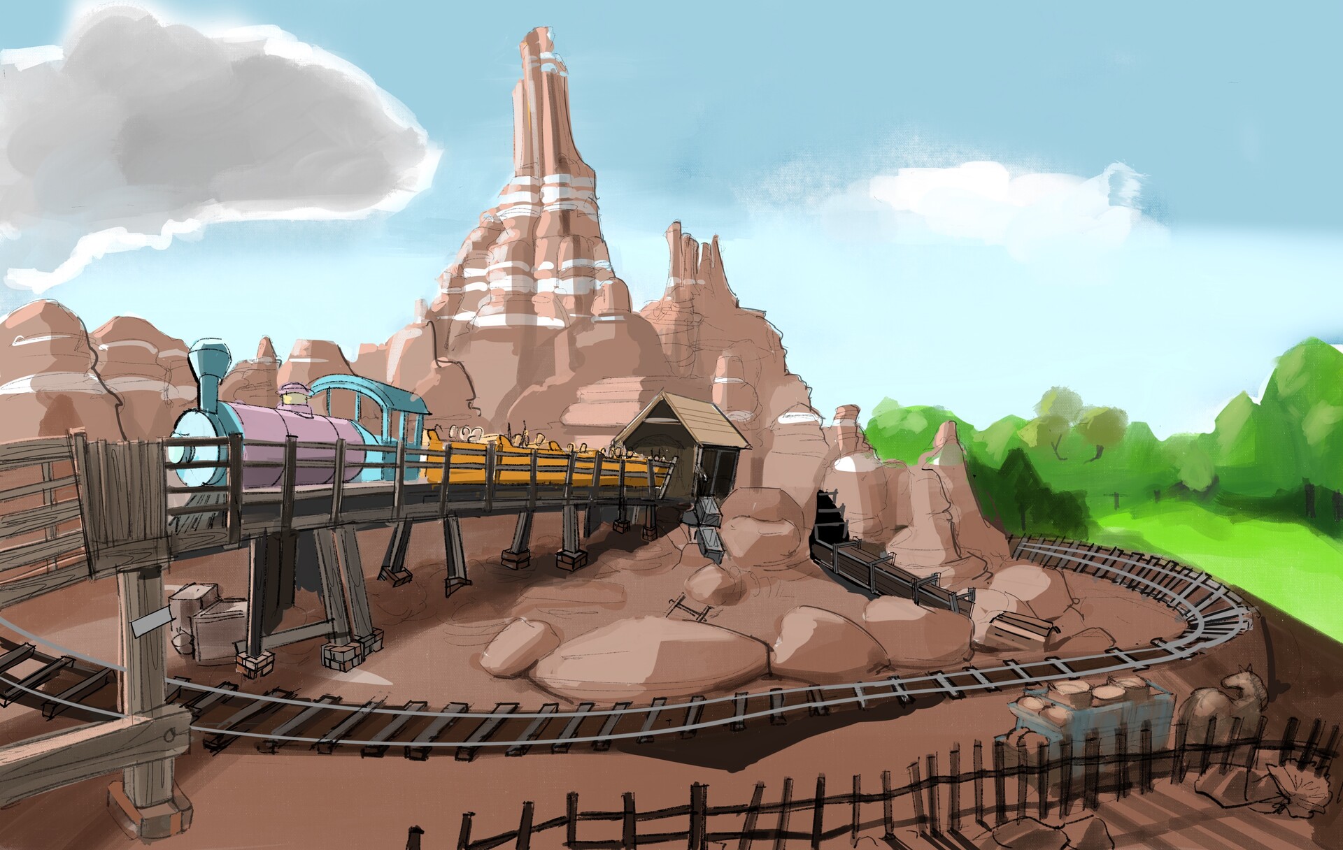 ArtStation - Thunder Mountain Railroad -Disney attraction