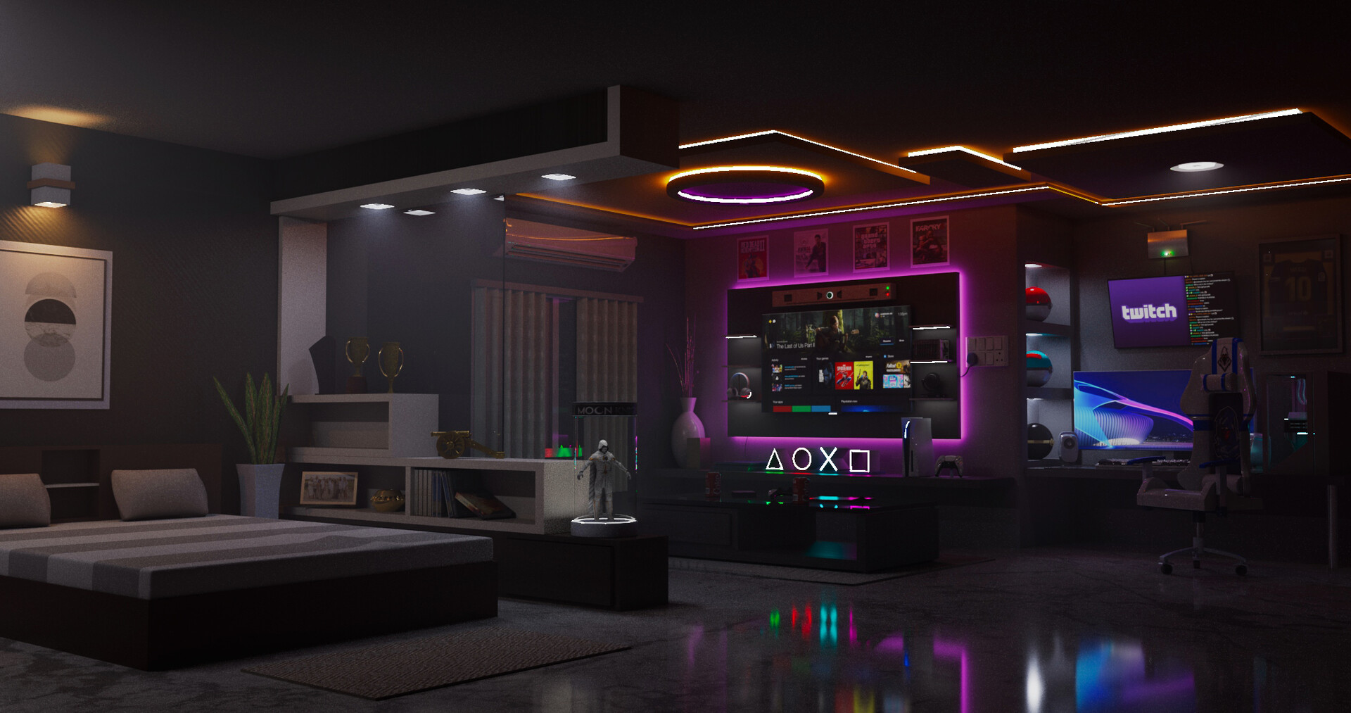 ArtStation - One Room, Two Realms: A Gaming Bedroom Odyssey