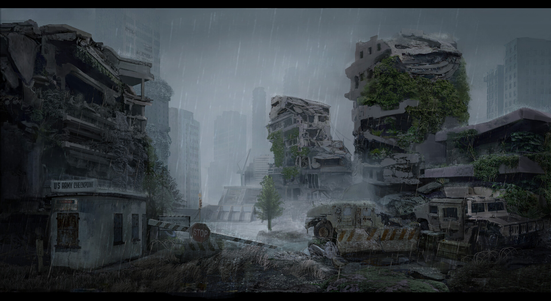 ArtStation - Apocalypse City Checkpoint Gate concept art