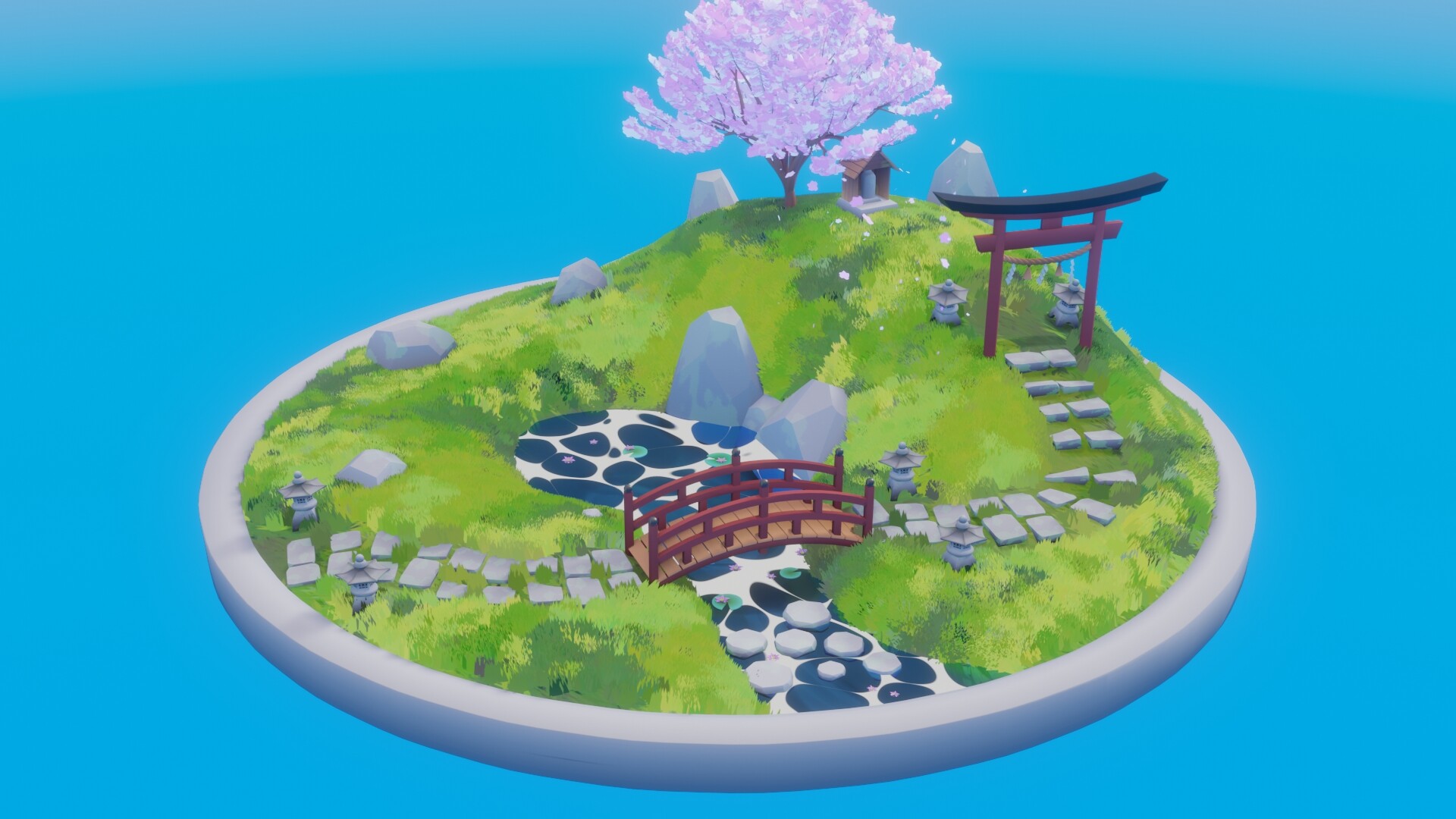 ArtStation - Tiny Low Poly Japan Scene