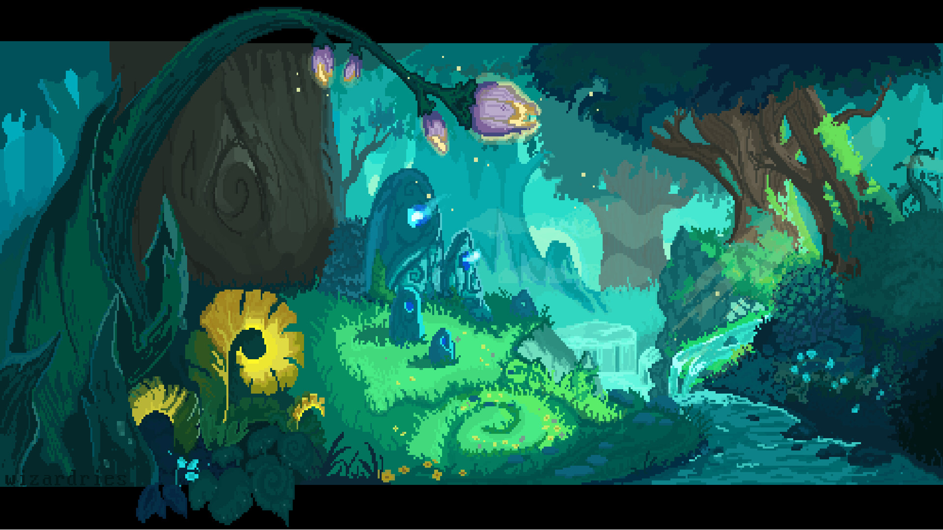 ArtStation - Emerald Dream loading screen, pixel art style