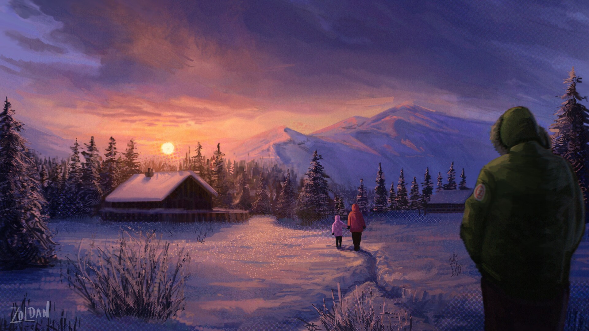 ArtStation - Winter scenery drawings