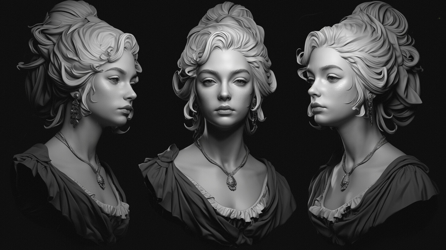 3D Head Sculpt References in 4K - Tika Art - +330 18th Century Female ...