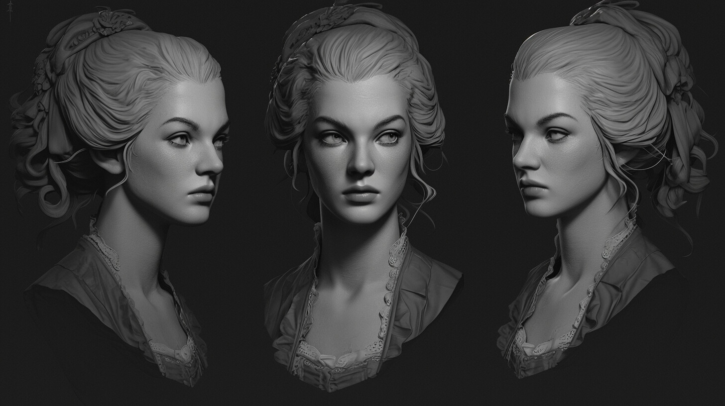 3D Head Sculpt References in 4K - Tika Art - +330 18th Century Female ...
