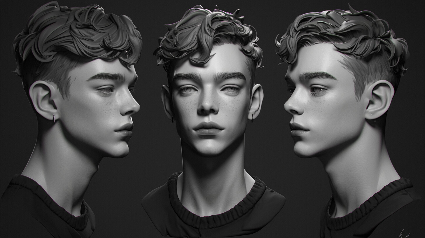 3D Head Sculpt References in 4K - Tika Art - +350 Teenage Boy Head ...