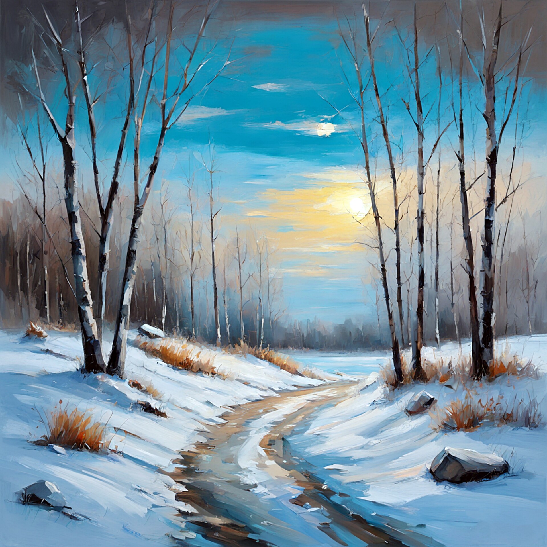 ArtStation - winter road, long road it always beckons me