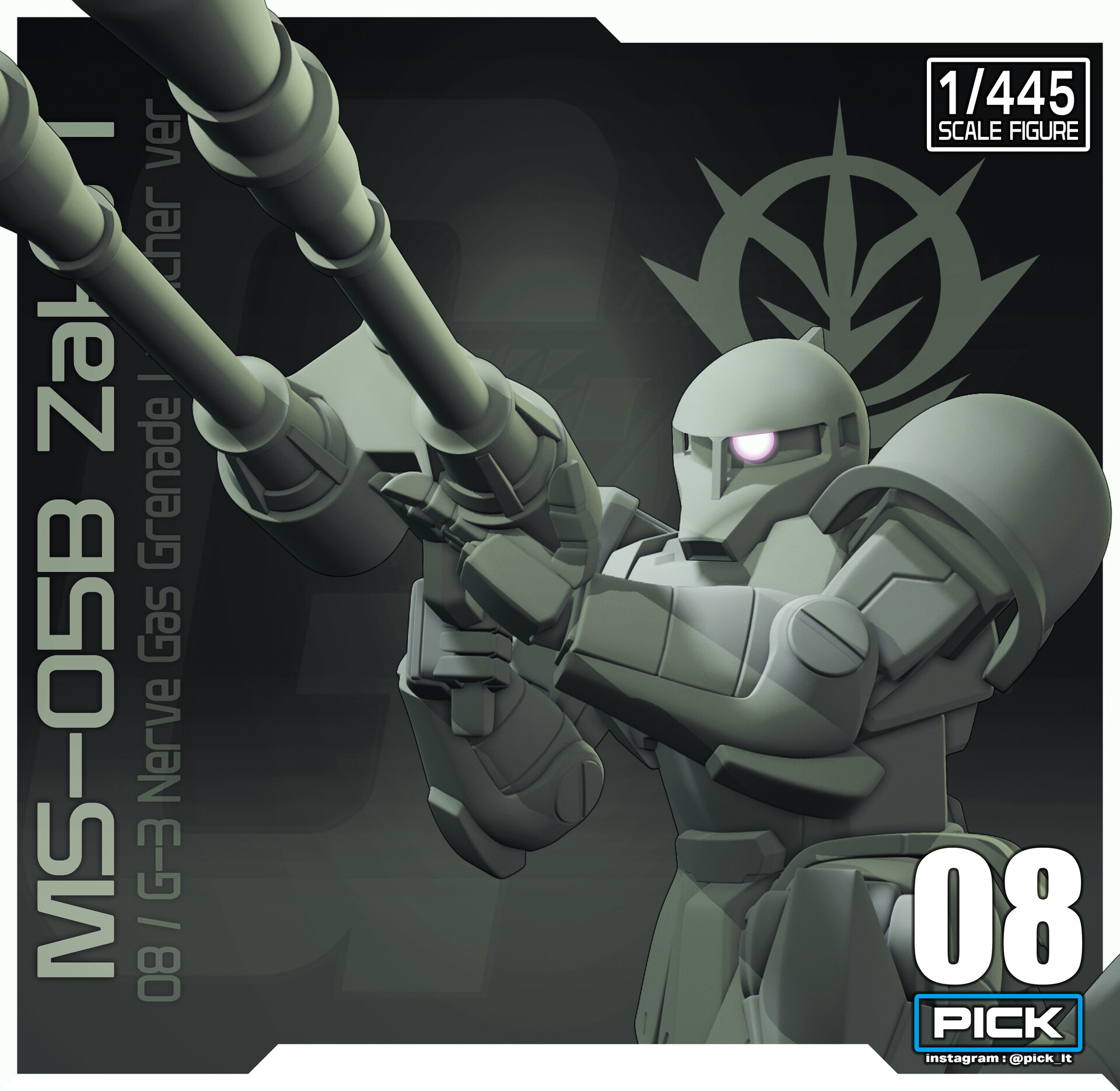 ArtStation - 08/ MS-05B Zaku I G-3 Nerve Gas Grenade Launcher ver. / 3D ...