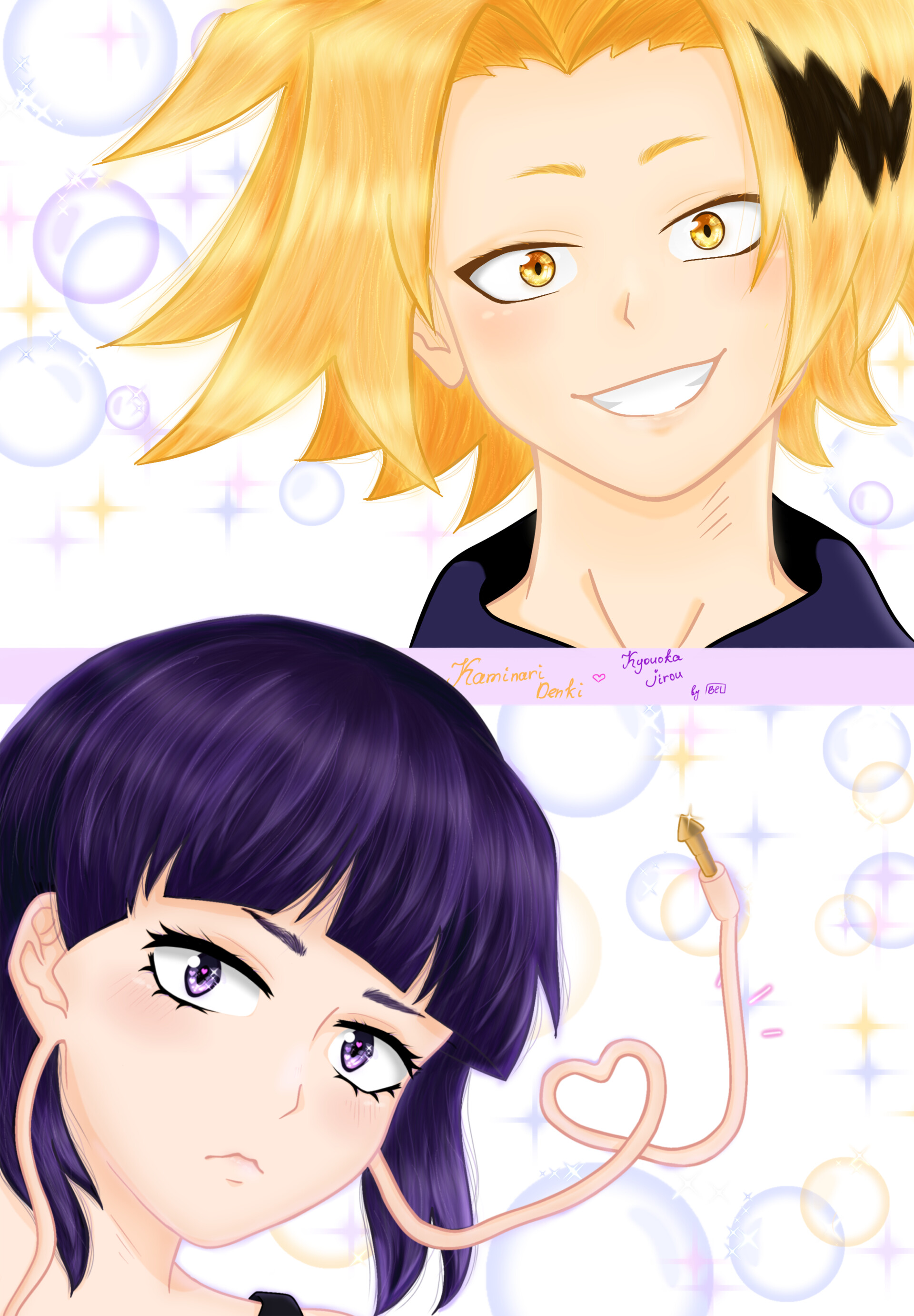 ArtStation - Kyouoka Jirou & Kaminari Denki fan art by BEL.