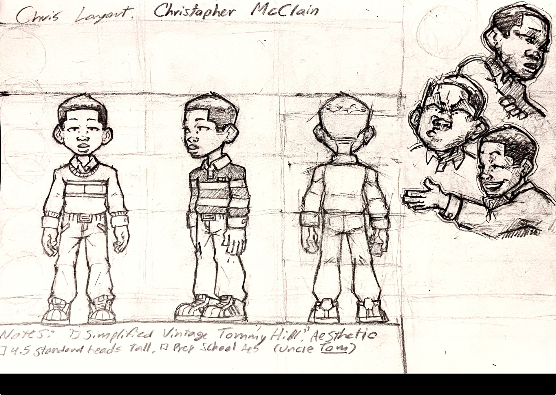 Trey Small - Chris McClain Character design layout