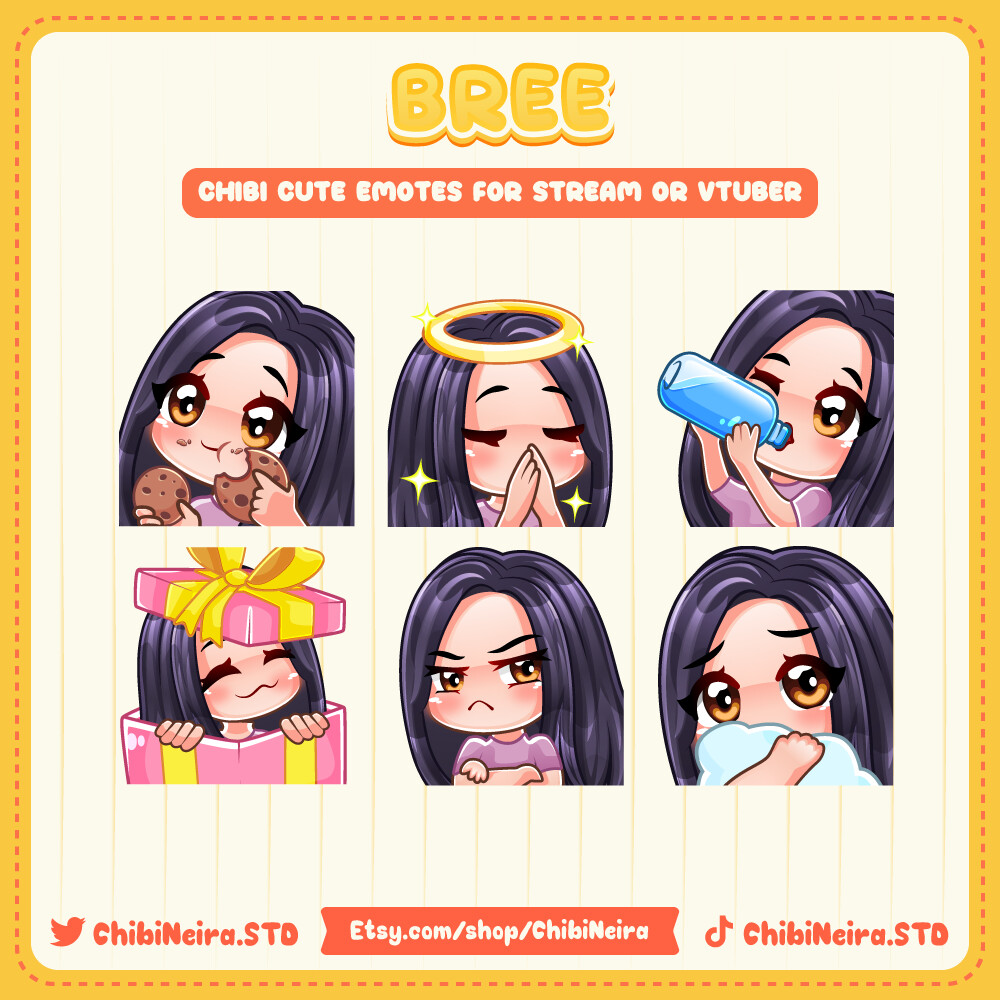 ArtStation - Custom Emotes | Chibi Girl Emote | Chibi Emotes | Ych Emotes