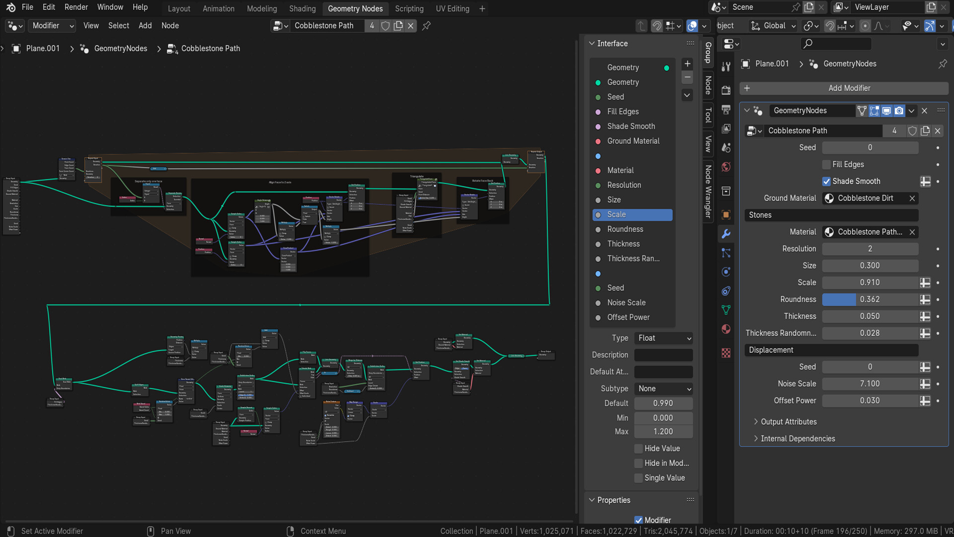 3D Tudor - Blender 4 Cobblestone Path Geometry Node