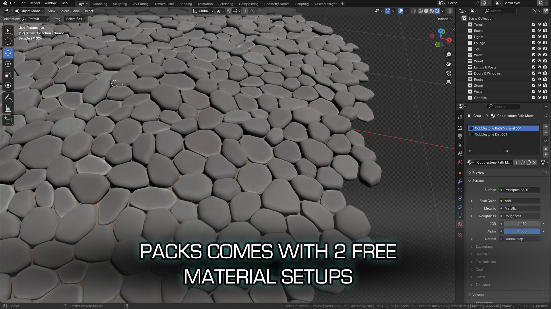 3D Tudor - Blender 4 Cobblestone Path Geometry Node