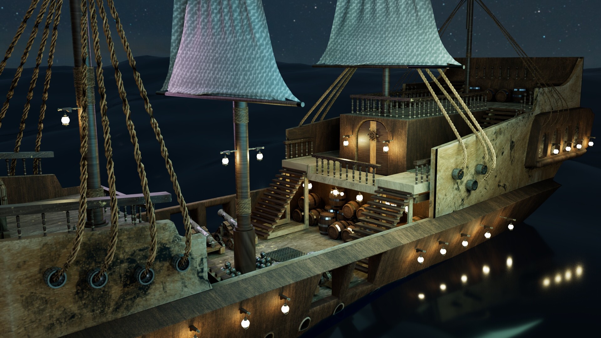 ArtStation - 3d model of an stylised ship....made in Maya, textured in ...