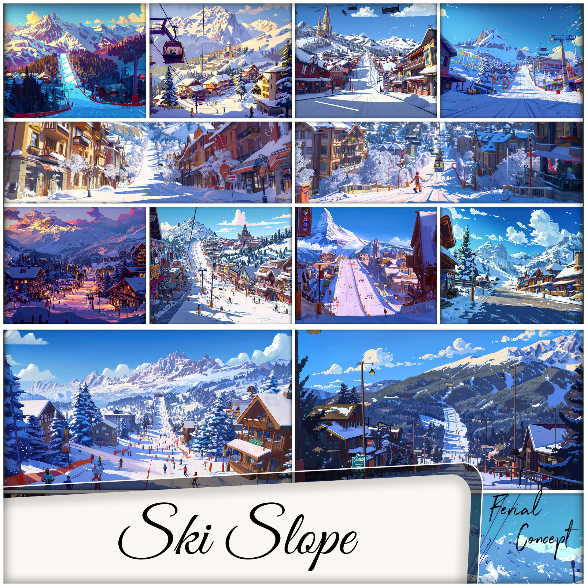 Ferial Concept - 🔹200 Ski Slope - Cartoon Concept Reference Image Pack ...