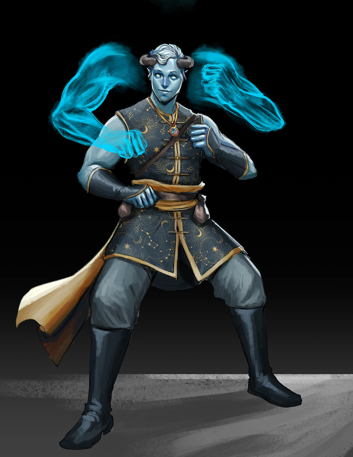 ArtStation - Ekmir Dahari , Levistus Tiefling Monk