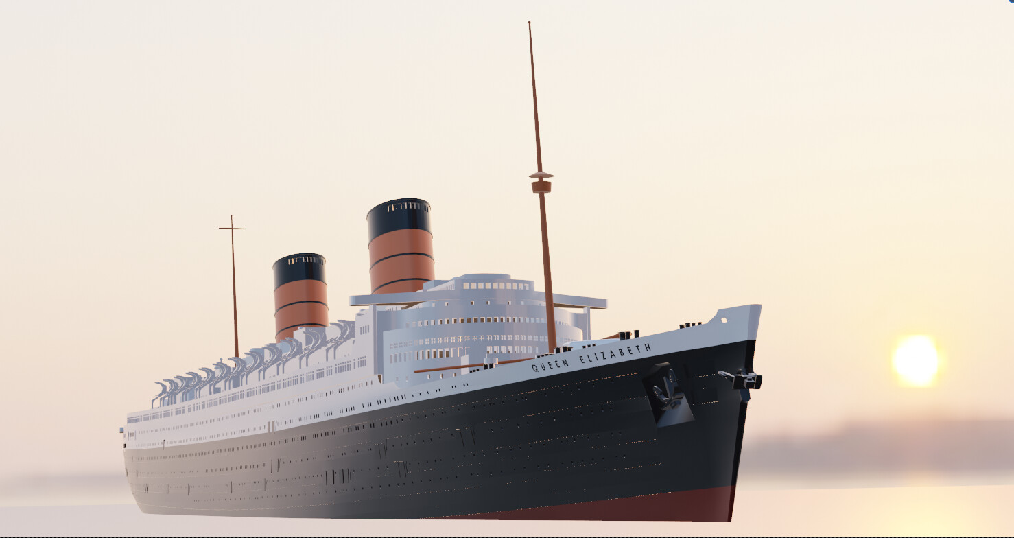 Minecraft Rms Queen Elizabeth Wreck Queen Elizabeth Ship 3D Model $49