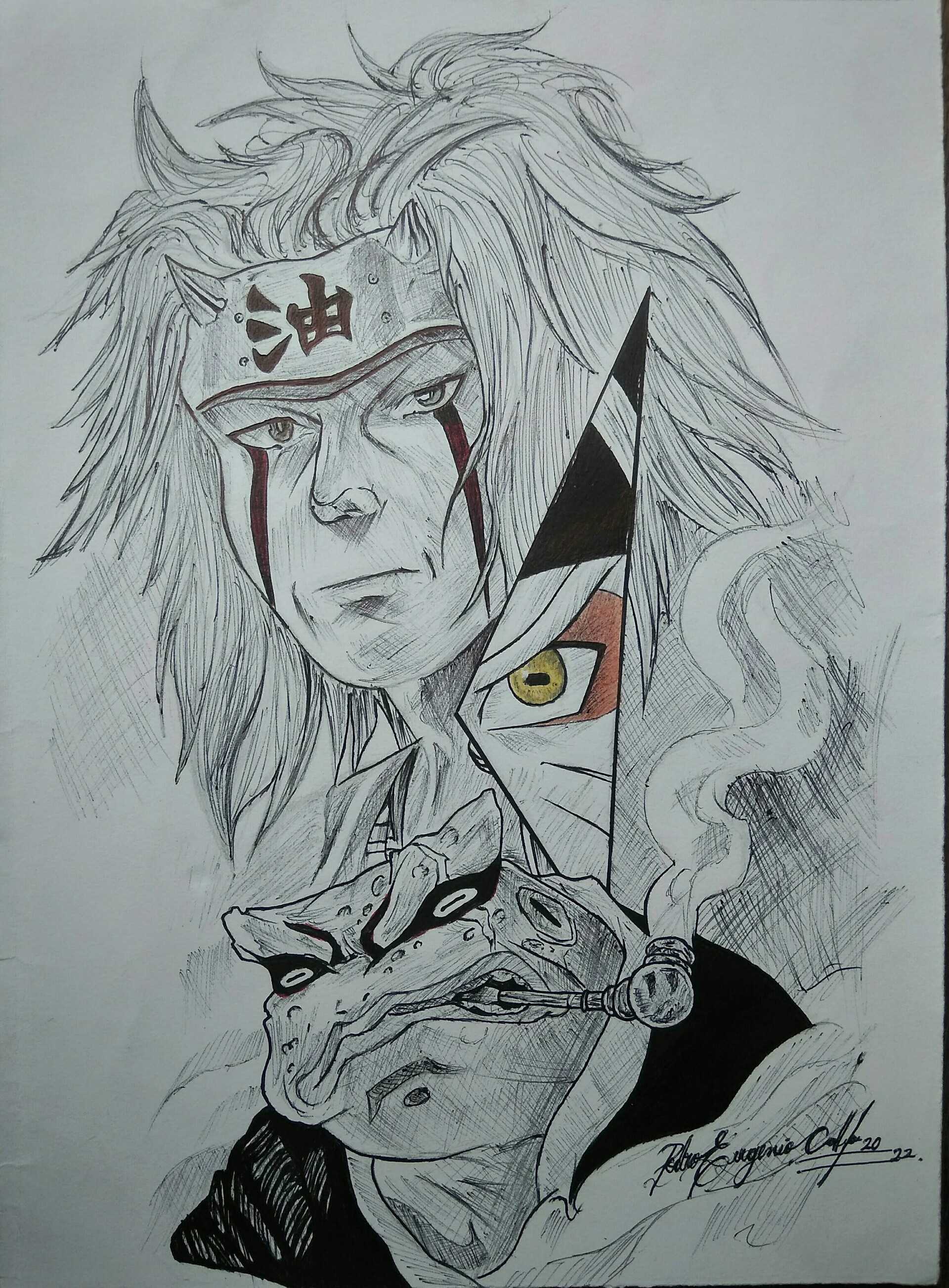 ArtStation - Drawing of Jiraya from the anime Naruto. Fanart