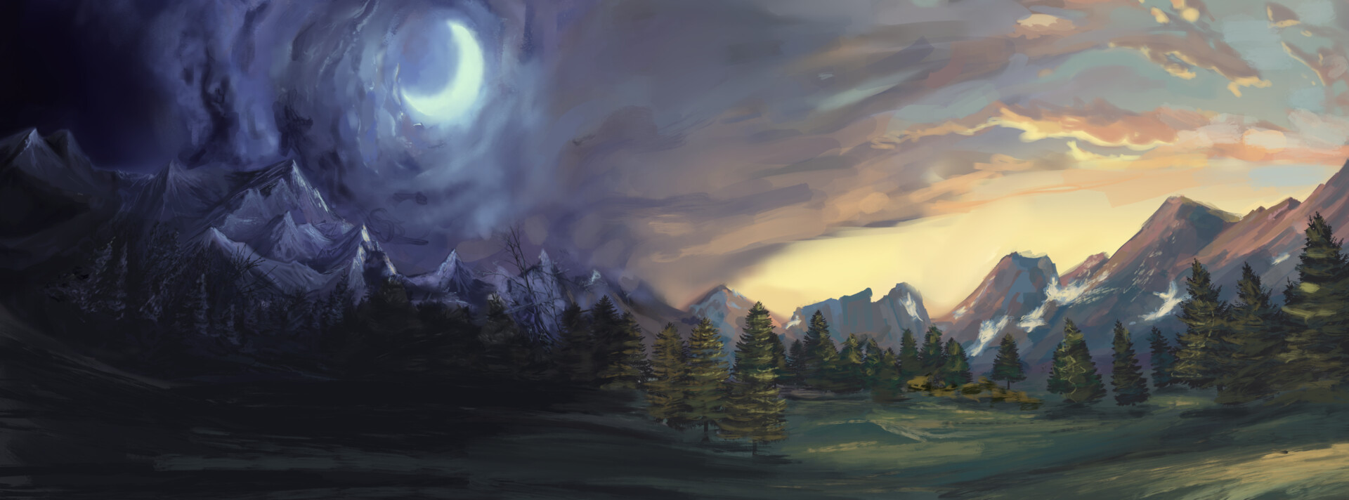 ArtStation - Night and Day Landscape