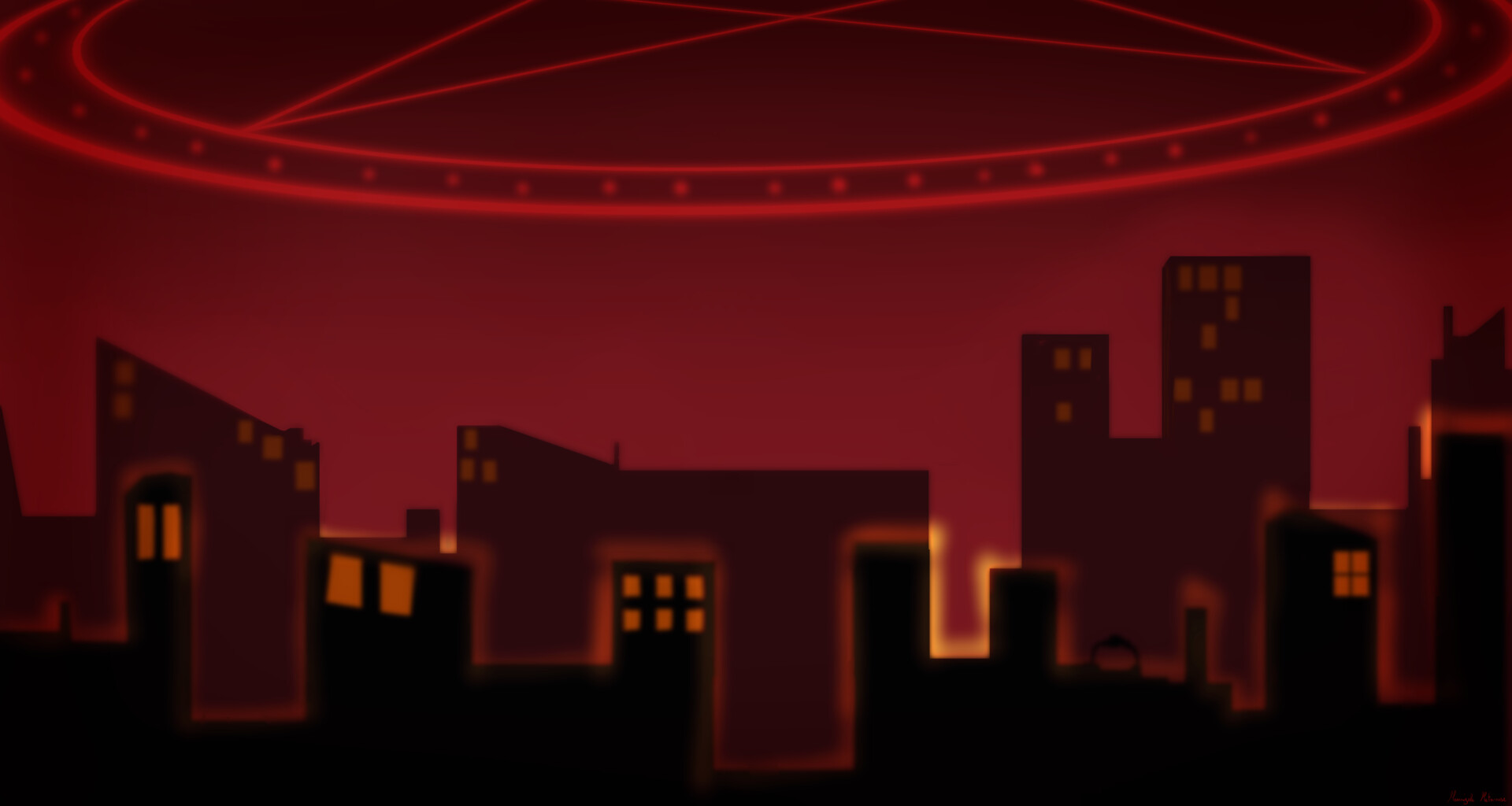 pentagram city background