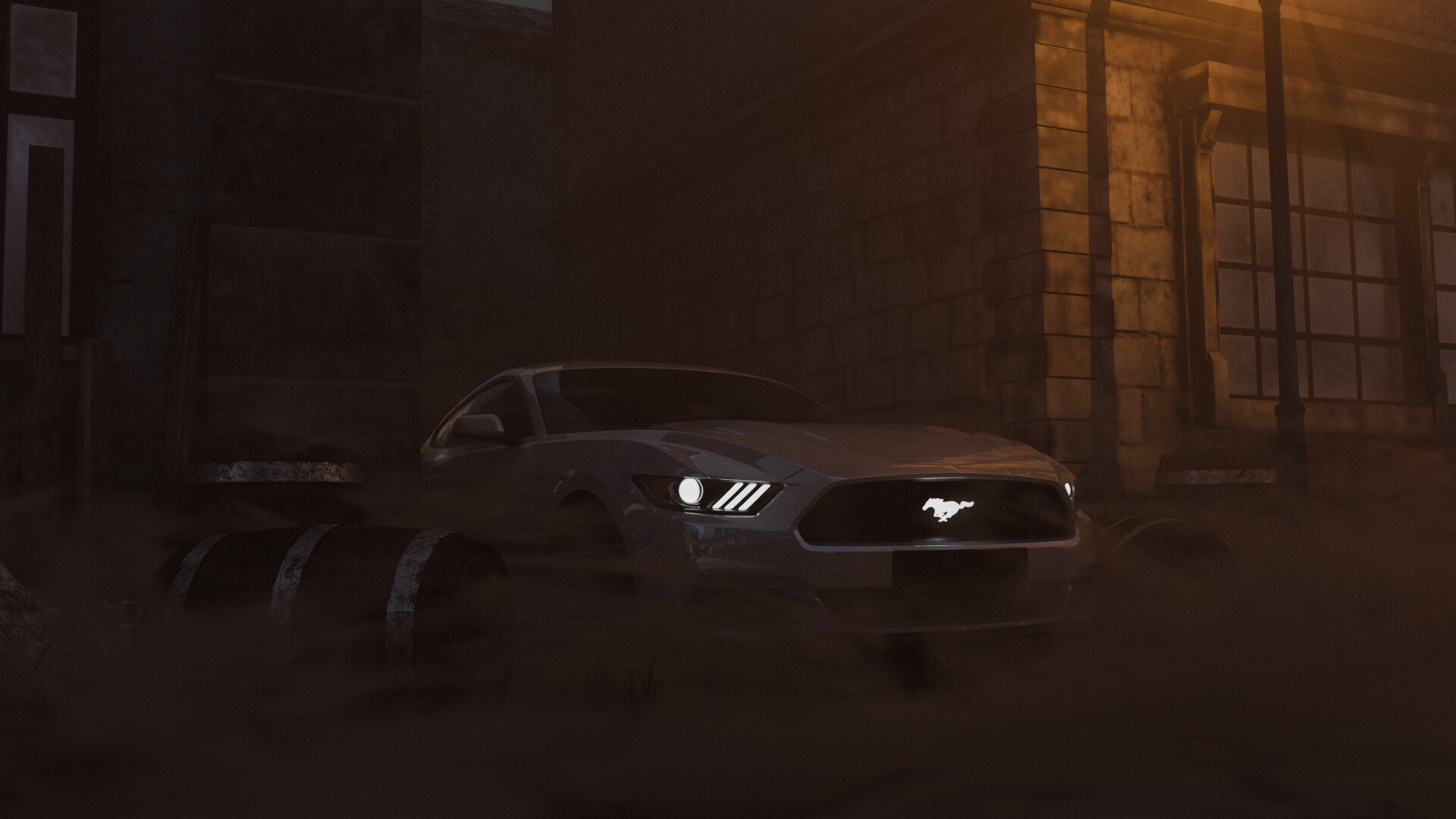 ArtStation - Ford Mustang in the fog